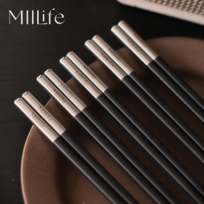 MIILife可进洗碗机的合金筷子PPS家用轻奢高级感黑色耐高温食品级