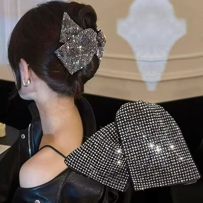 法式气质大号闪钻三角抓夹高颜值