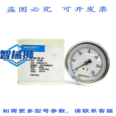 原装供应 ASHCROF 101008A02B300-30PSI 100MM NSMP