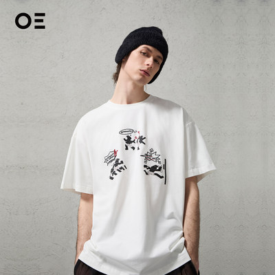 ORGANICEMOTION紧密棉双纱印花情侣款短袖T恤OE【明星同款】