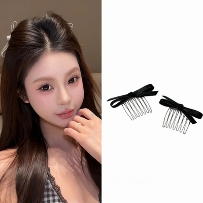 蝴蝶结倒插梳高颅顶刘海发夹