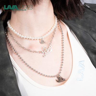 LAVALAND三层叠戴金属项链