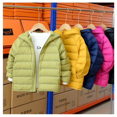 巴森鹿秋冬新款儿童轻薄羽绒服宽松男女童中大小童冬装外套90鸭绒