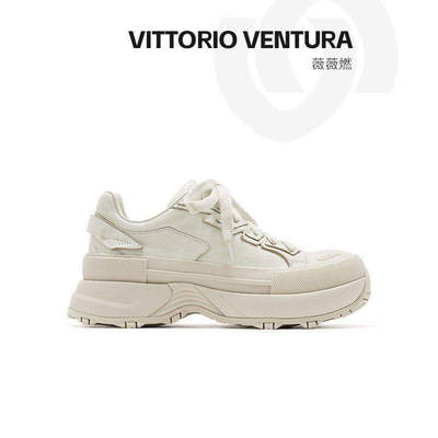 VITTORIO VENTURA薇薇燃 牛皮厚底运动休闲板鞋
