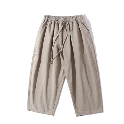 宽松直筒纯色日系七分裤