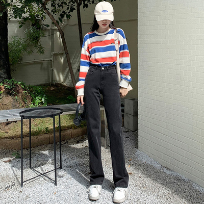 设计高腰直筒长裤加长BRN