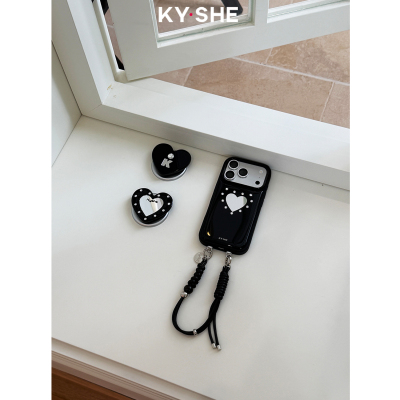 KYSHE简约精致高级感爱心镜面闪钻手机壳适用iPhone18/17/16promax黑边滴胶ins风防摔全包保护套