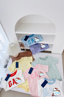 【沫沫家】出口外贸2025夏季玛卡龙新款纯棉短袖包屁衣连体衣爬服