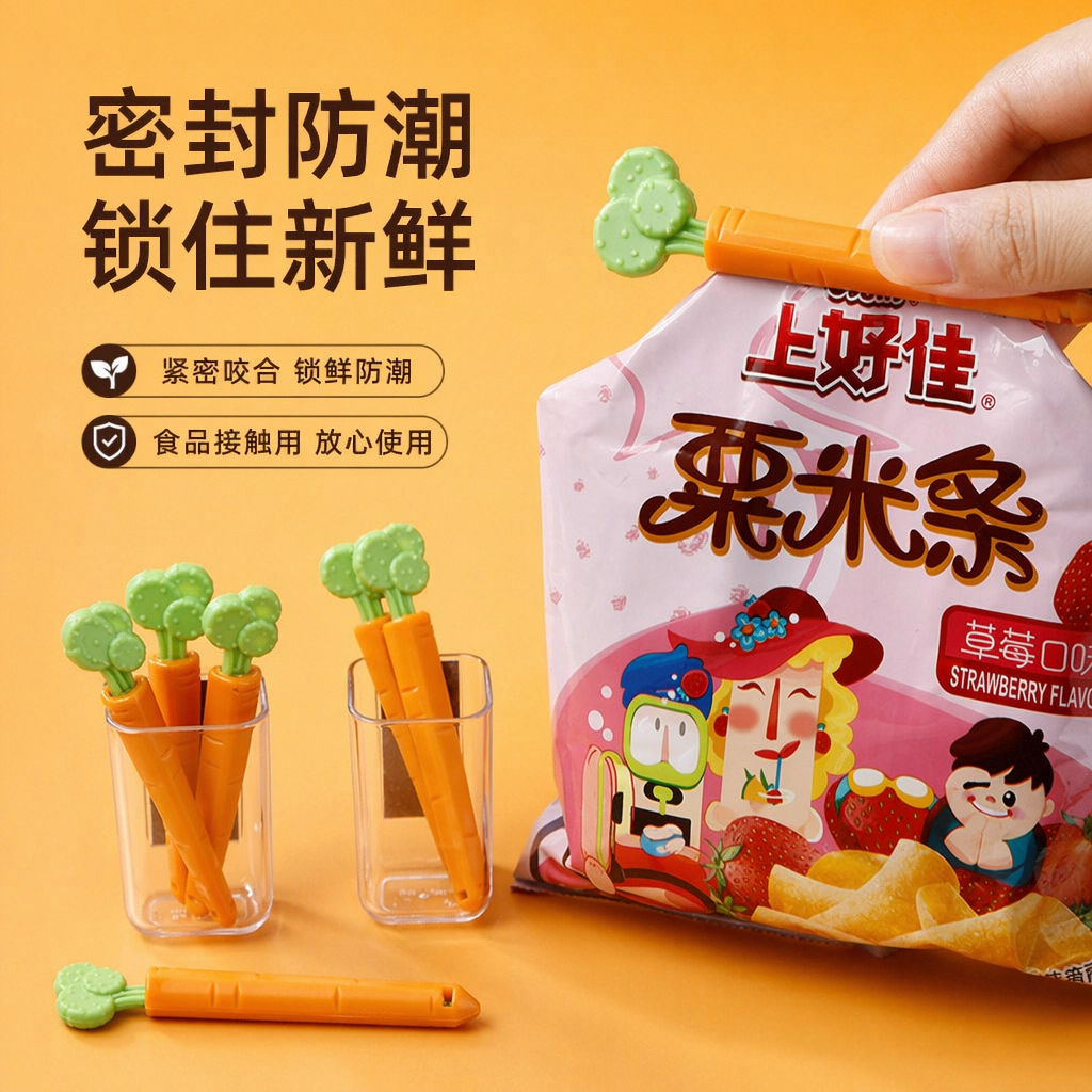胡萝卜造型封口夹可爱卡通零食封口器创意食品夹子包装封口器夹子