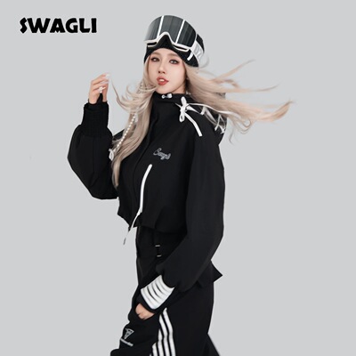 SWAGLI【黑引力】3L滑雪服套装防风防水加绒加厚滑雪服背带雪裤