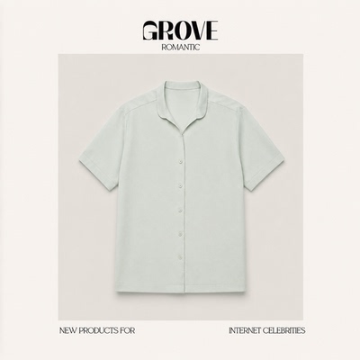 【现货】GROVE ROMANTIC春夏季新款韩国设计师轻薄翻领短袖衬衫女