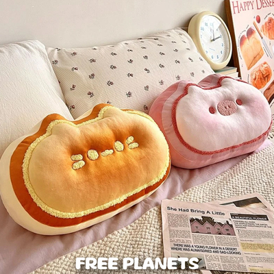 可爱芝士面包抱枕猫咪猪猪毛绒玩偶睡觉抱靠枕沙发靠垫女午睡枕头