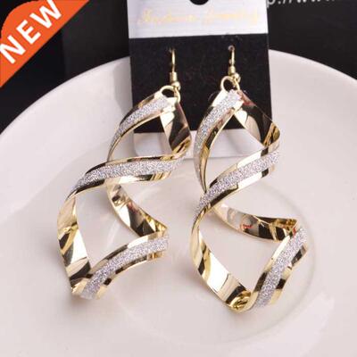 Fashion Punk Gold Silver Color Metal Spiral Earrings For Wom