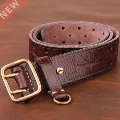 Double-pin Copper Buckle Men's Luxury Fashion Belt Retro Fir