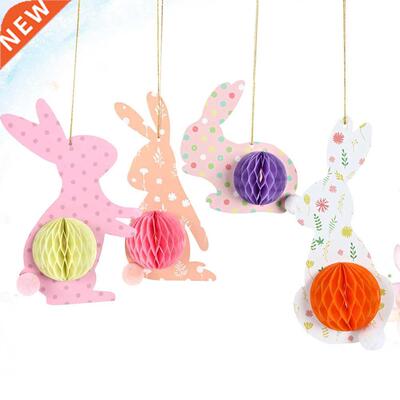 4pcs Rabbit Honeycomb Pendant Decoration Creative Paper