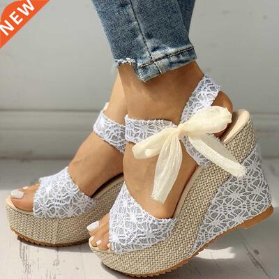 INS Hot Lace Leisure Women Wedges Heeled Women Shoes Summer