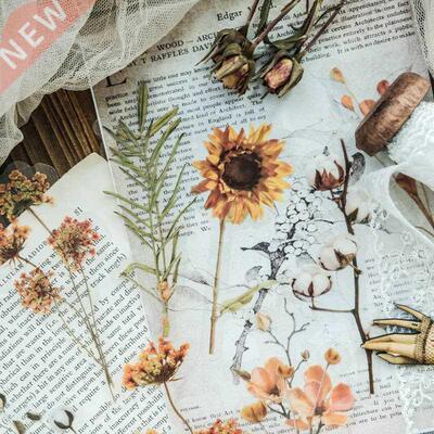 Yoofun 10 Pc/Design Transparent PET Flowers Stickers DIY Bu