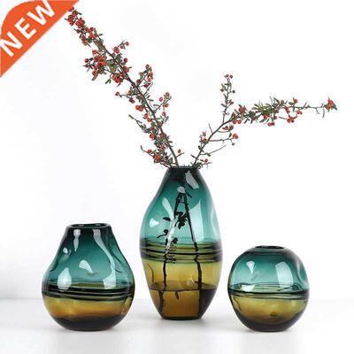 Irregular Concave Color Matching Glass Vase Flowers Dried