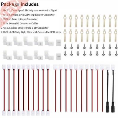 10mm 2Pin Connector Cable Accessories Kit 54PCS For 5050 56