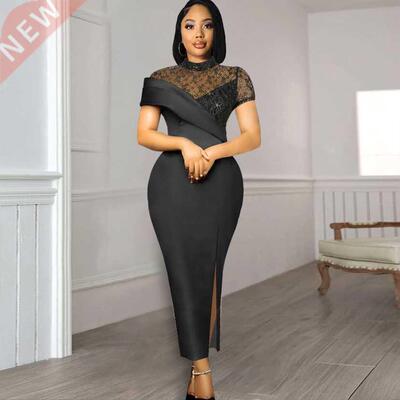 Black Dress for Women See Through Large Size Robes Gowns