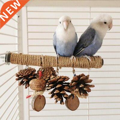 Parrot Natural Wooden Standing Perches Weaving Jute Twine
