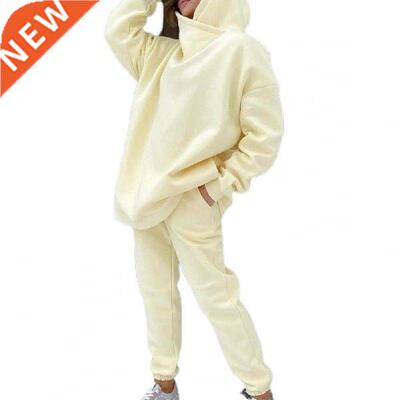 1 Set Women Hoodies Pants Sets Trousers Solid Color Pockets