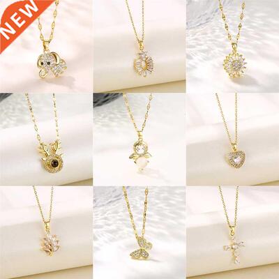 New Korean Fashion Sweet Zircon Crystal Pendant No Fade Stai