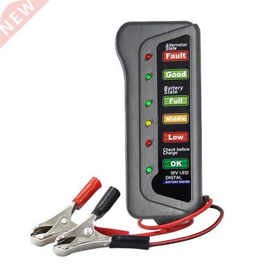 12V Auto Digital Battery Tester Alternator 6 LED Light Car