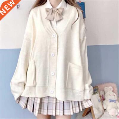 Cardigan Women Solid Oversize Loose Sweaters Student Preppy