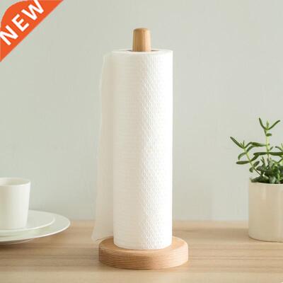 Kitchen Wooden Roll Paper Towel Holder Bathroom Tissue Verti