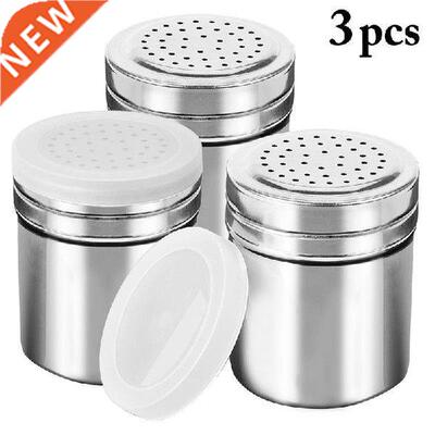 3pcs Stainless Steel Salt Pepper Shaker Set Condiment Box