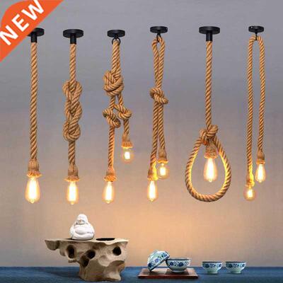 Hemp rope chandelier retro industrial style single head doub