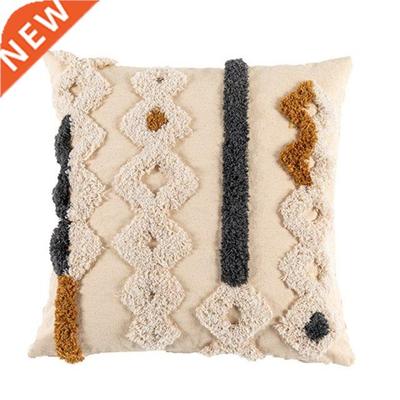 Morocco Tufted Throw Lumbar Pillow Case Embroidered Abstract