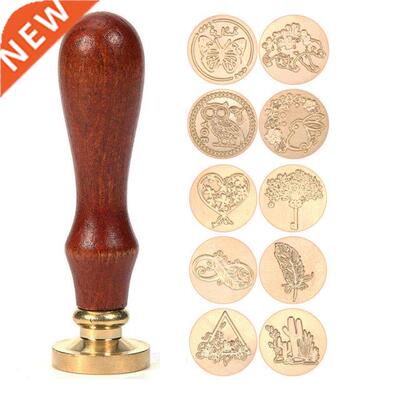 Antique Wooden Stamp Owl Butterfly Metal Sealing Wax Stamps