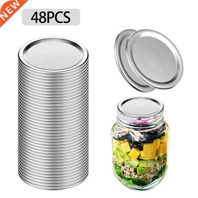 48pcs Mason Canning Lids Leak Proof Sealing Silver Food