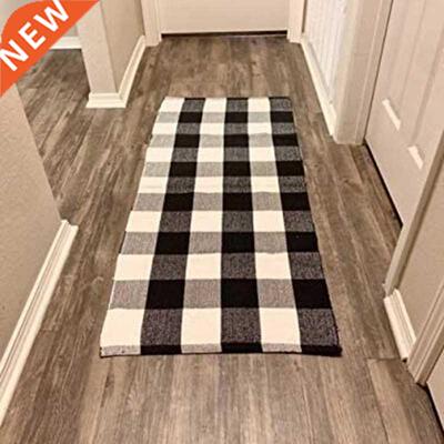 Classic Buffalo Black & White Plaid Checkered Rug Set of