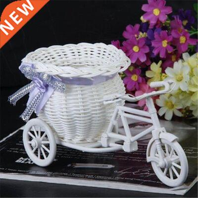 Tricycle Basket Container White Flower Basket Container For