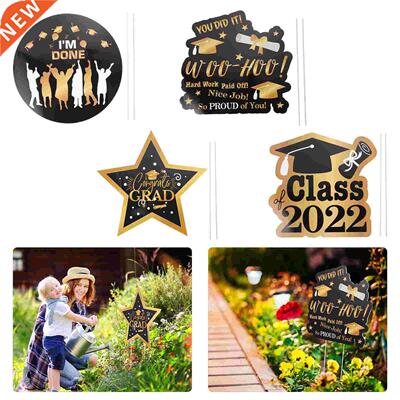 4pcs Graduation Decorative Lawn Toppers Garden Lawn Grad
