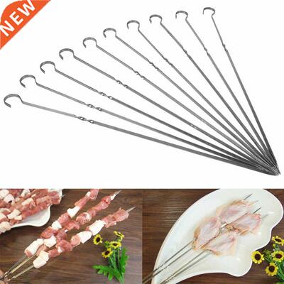 10PCS 40CM BBQ Barbecue Stainless Steel Grilling Kabob Kebab