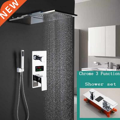 Blck Bthroom Shower Fucet Rinfll Shower Hed 2 & 3 Fun