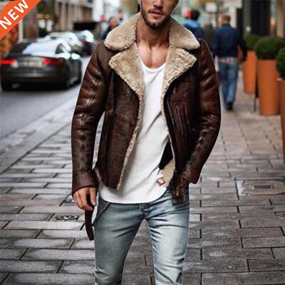 Men's Leather Jackets European American Retro Motorcycle Plu