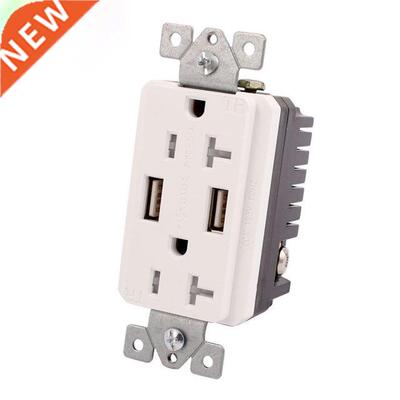 120V 20A US Plug Dual USB Charger With Duplex Tamper Resista