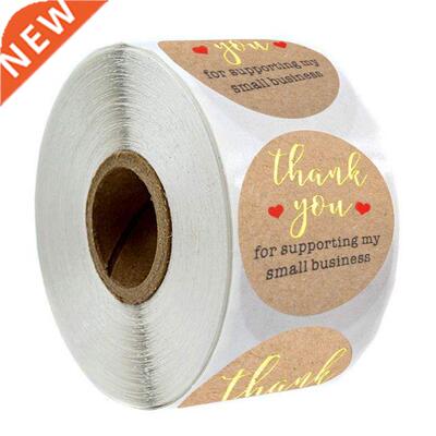 100-500pcs Thank You For Supporting My Business Kraft Gold F
