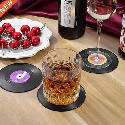 6 Pcs Retro CD Fun Drink Coasters Disk Vinyl Coasters With