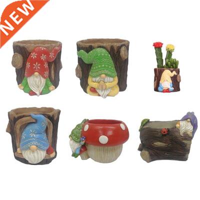 Resin Gnome Flower Pot Succulent Plant Pots Dwarf Elf Cactu
