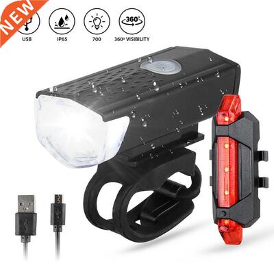 Bike Bicycle Light USB LED Rechargeable Set Mountain Cycle F