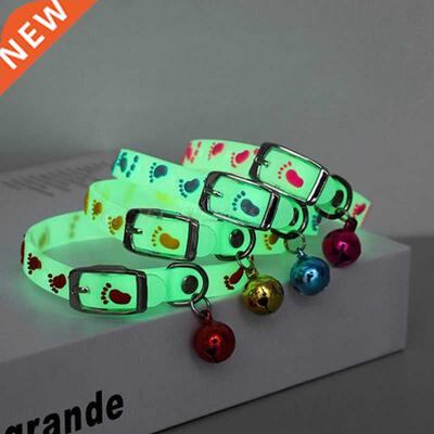 Pet Glowing Collars with Bells Glow at Night Dogs Cats Neckl