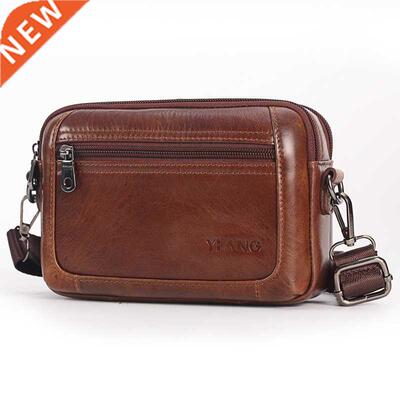 Men Genuine Leather Cowhide Small Shoulder Messenger Bags C