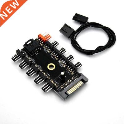 Black 1 to 10 PC Cooler Cooling Fan Hub Splitter Cable Pwm