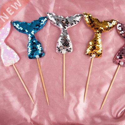 Glittering Mermaid Tail Cake Topper Under The Sea Ocean Them